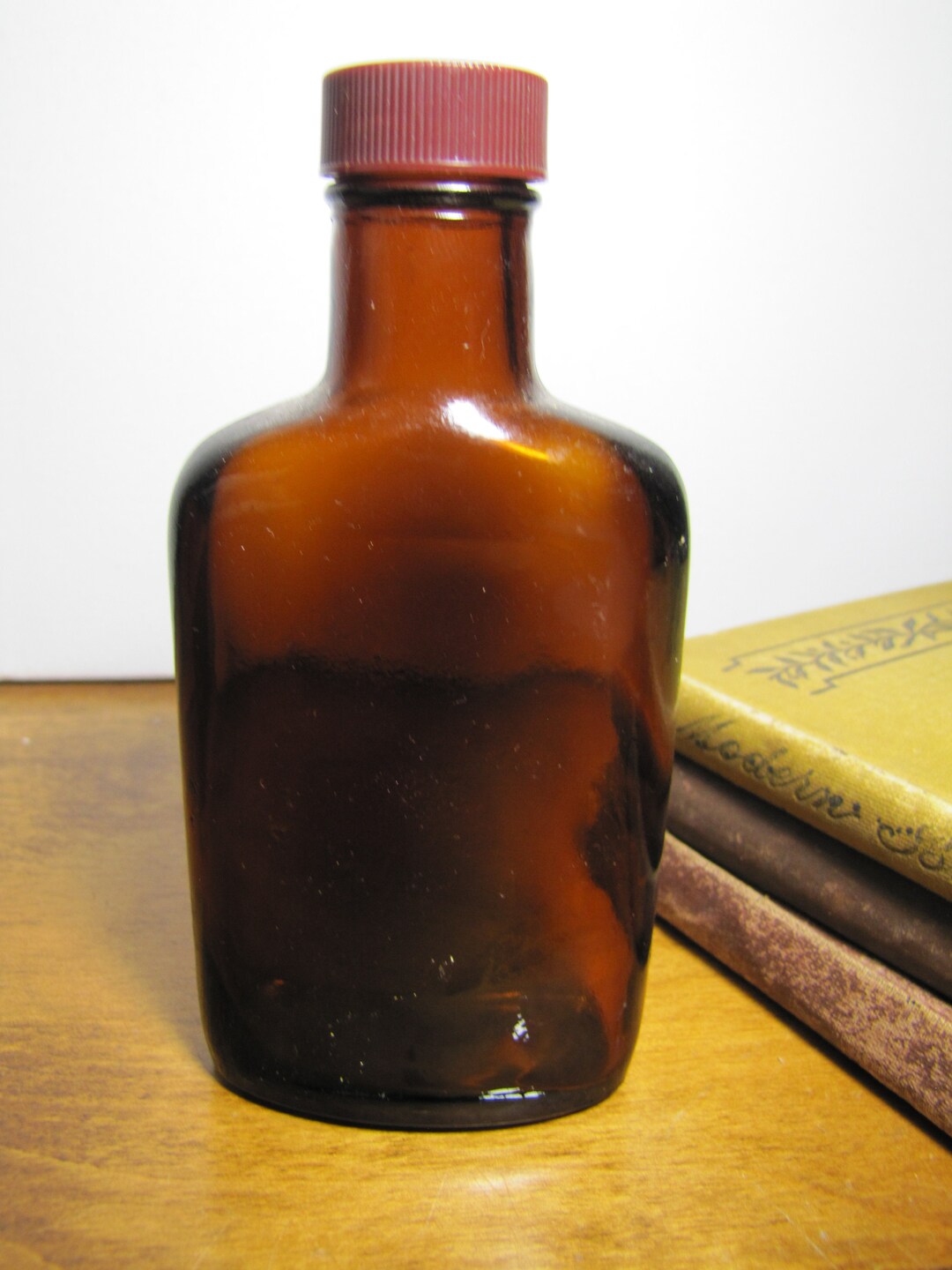 Vintage Quarter Pint Whiskey Bottle - Amber Glass - Plastic Cap - Etsy