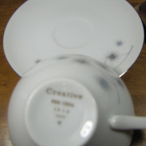 Creative Fine China Teacup and Saucer Set - Gray Pine Branches - Etsy