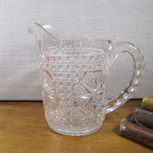 Small Cut Glass Straight Sided Pitcher - Star Burst and Octagon Pattern ...