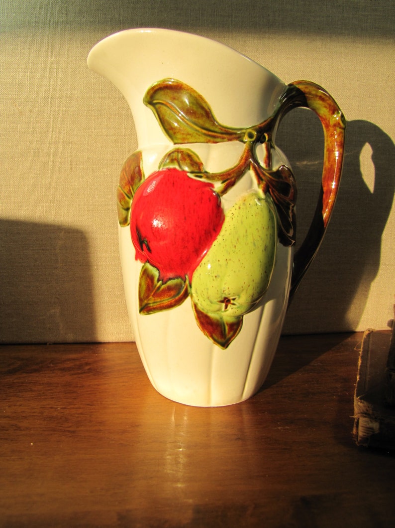 Pear and Apple Embossed Ceramic Pitcher - Etsy