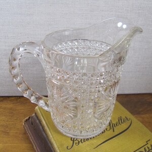 Small Cut Glass Straight Sided Pitcher - Star Burst and Octagon Pattern ...