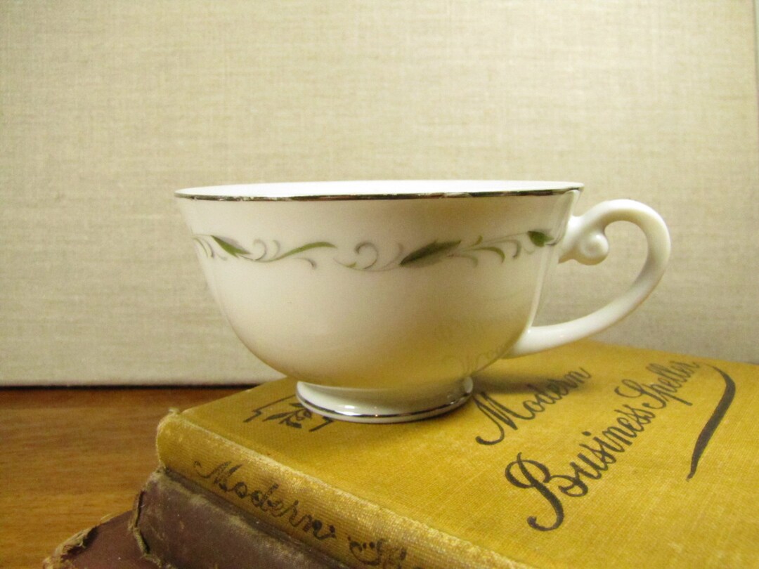 Vintage Diamond China Porcelain Teacup - Romance Pattern - Gray and ...