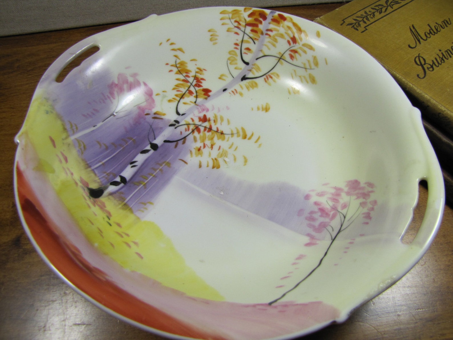 Vintage Hand Painted Nippon Serving Bowl River and Trees | Etsy