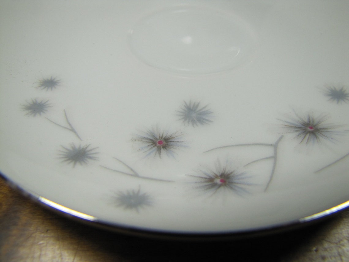 Creative Fine China Teacup and Saucer Set - Gray Pine Branches - Etsy