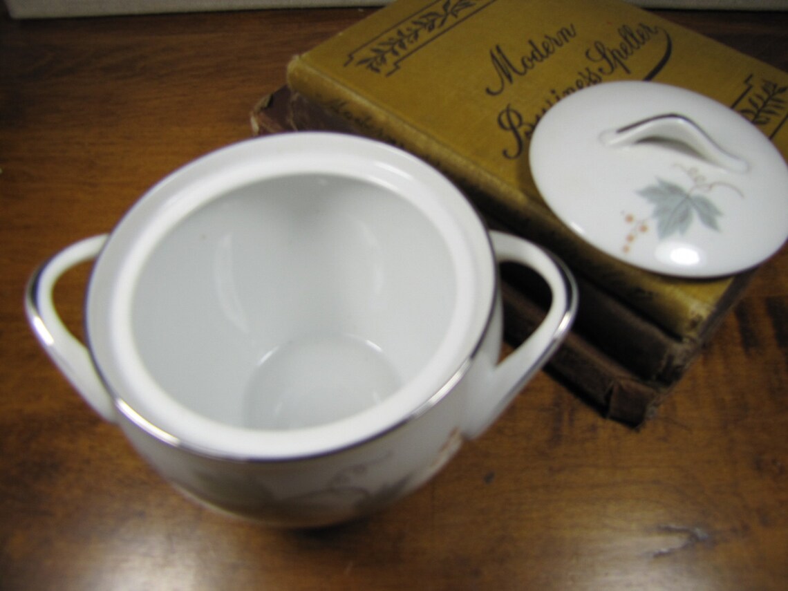 Vintage Sango Covered Sugar Dish Claire Pattern Leaf and - Etsy