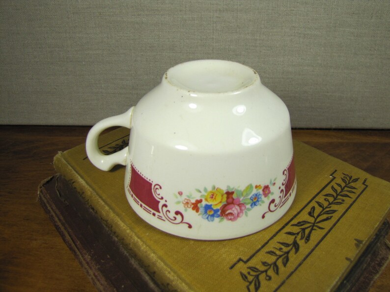 Vintage Teacup Dark Red Band and Floral Pattern - Etsy