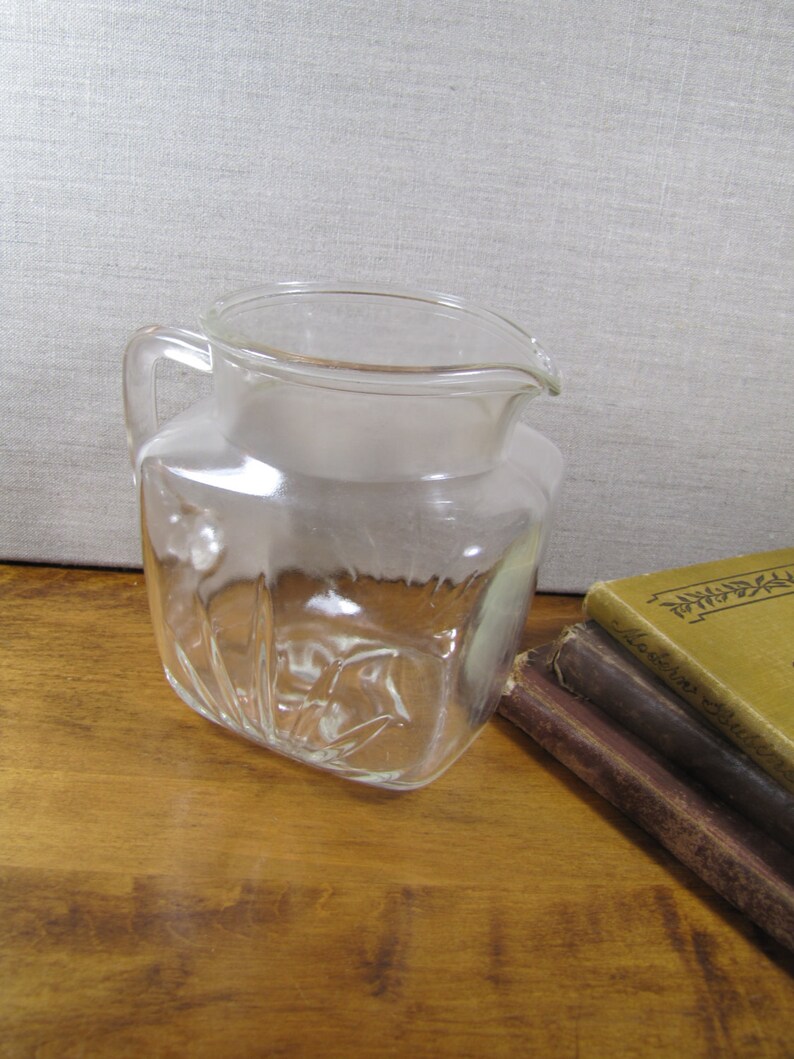 Small Glass Serving Pitcher Sunburst Design | Etsy