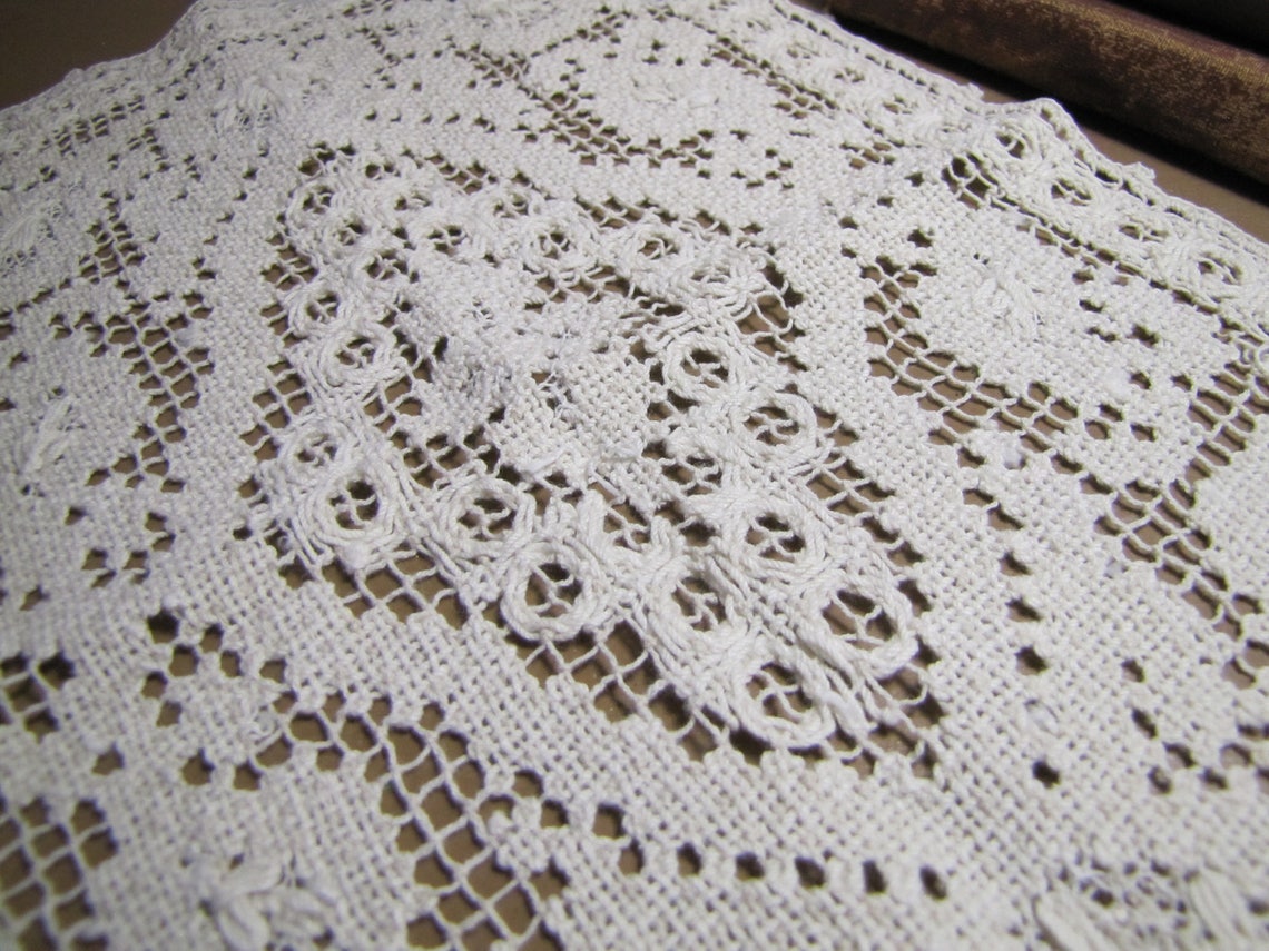 Heavy Crocheted Lace Table Cover Ecru Rectangular Shape | Etsy