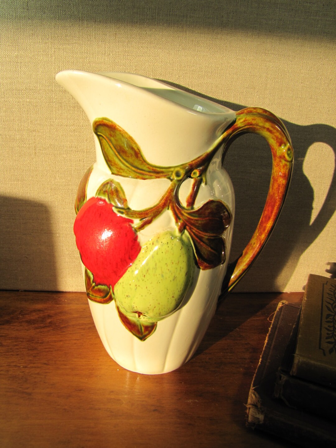 Pear and Apple Embossed Ceramic Pitcher - Etsy