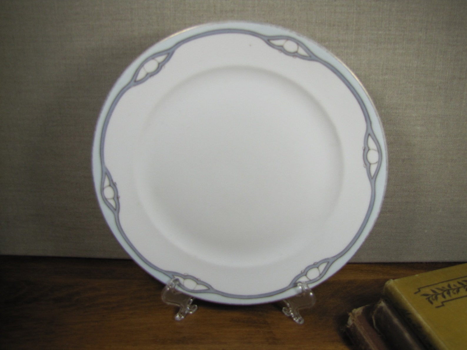 Hand Painted Nippon Plate Gold Accent Pale Blue Rim Gray - Etsy