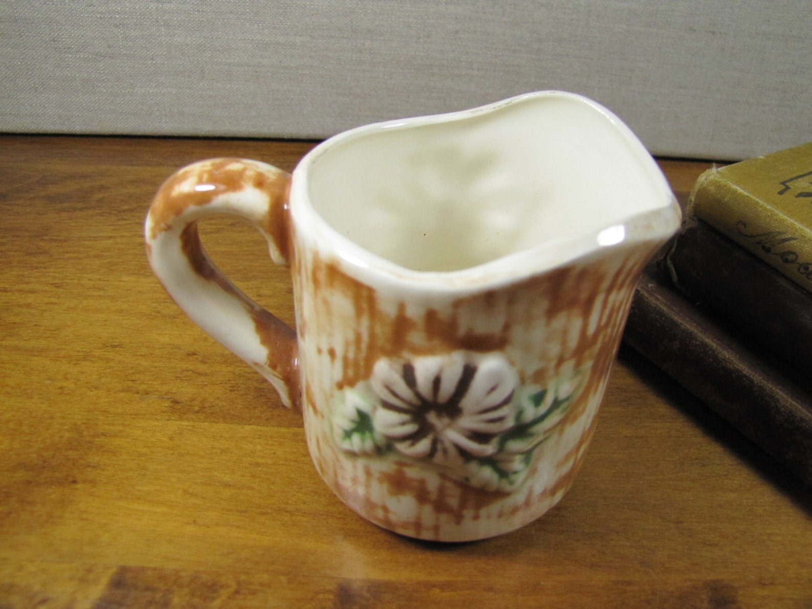 Vintage Ceramic Creamer Embossed Floral Design | Etsy