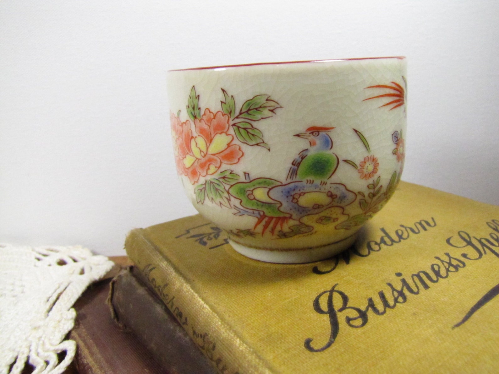 Vintage Oriental Handless Cup - Birds - Etsy