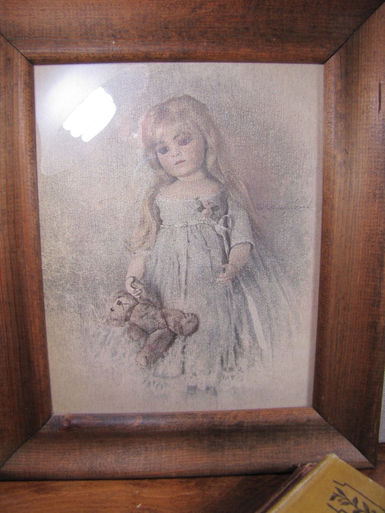 R. Hendrickson Sepia Print Little Girl With Teddy Bear - Etsy