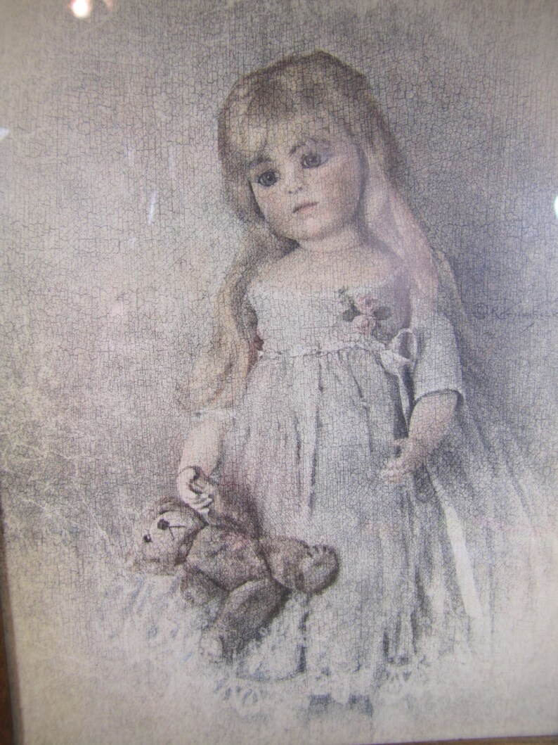 R. Hendrickson Sepia Print Little Girl With Teddy Bear - Etsy
