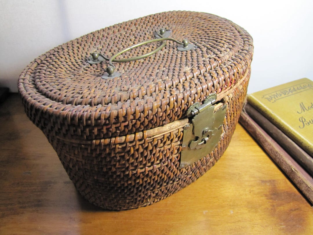 Double Handle Wicker Sewing Basket With Latch - Etsy