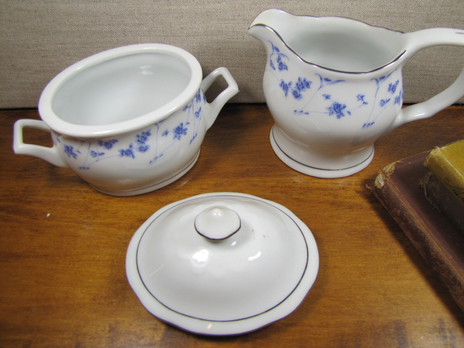 Porcelain Covered Sugar Dish and Creamer Set White Small | Etsy