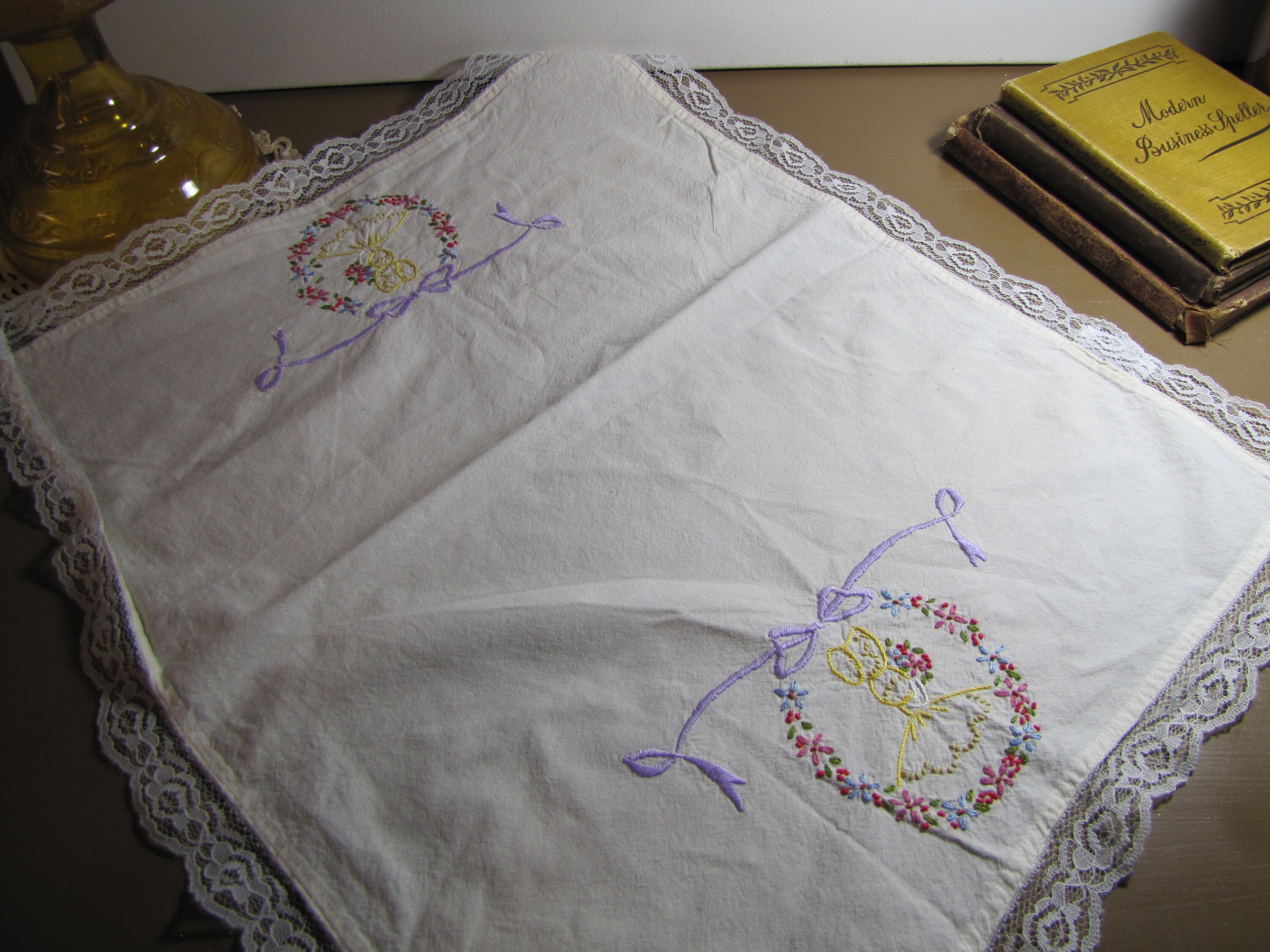 Table Linens Vintage muslin embroidered tablecloth lace Linens etna.com.pe