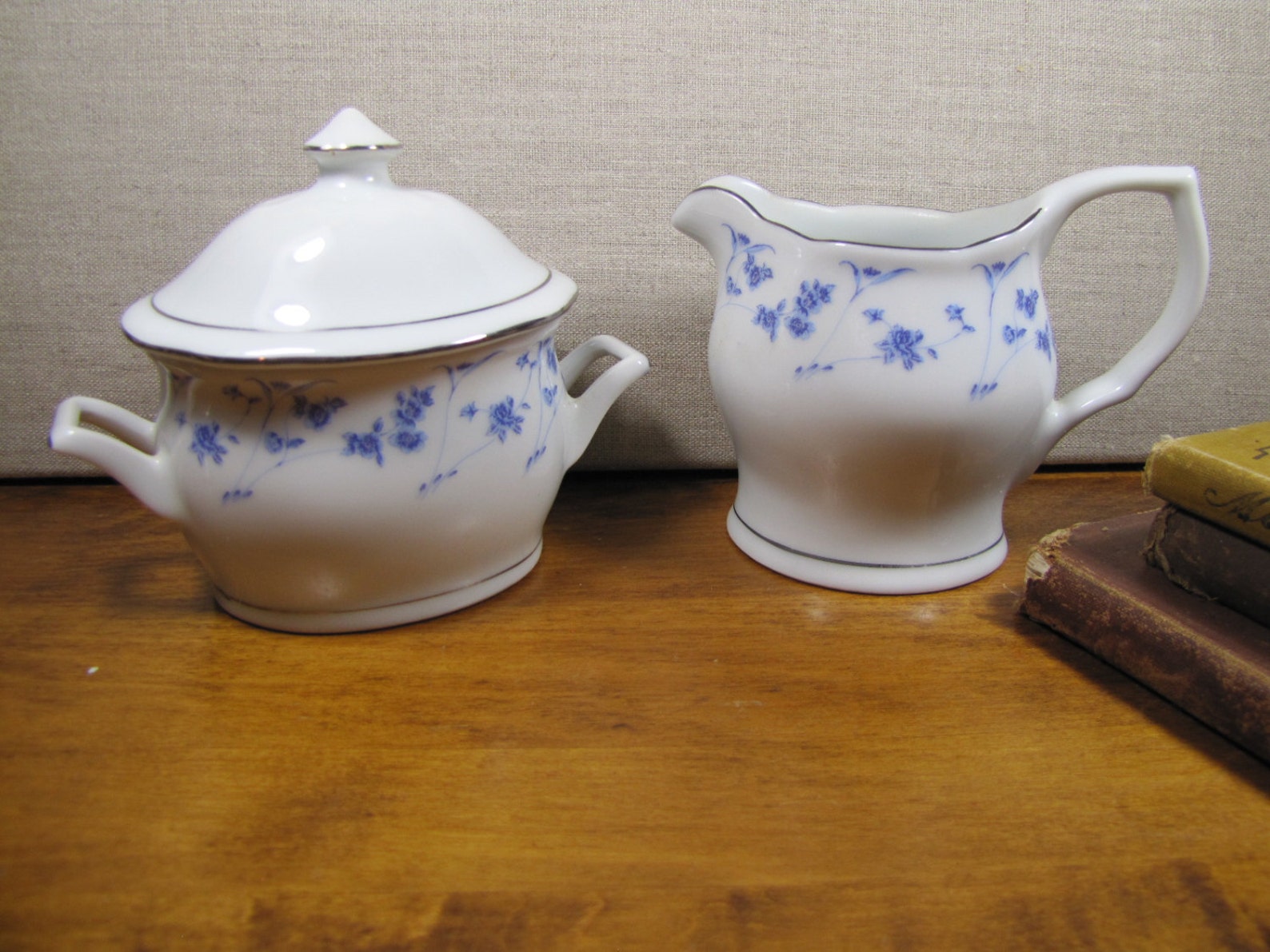 Porcelain Covered Sugar Dish and Creamer Set White Small | Etsy
