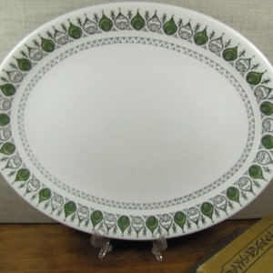 Bilton's Ironstone Serving Platter - Green and White "onion" Pattern - Etsy