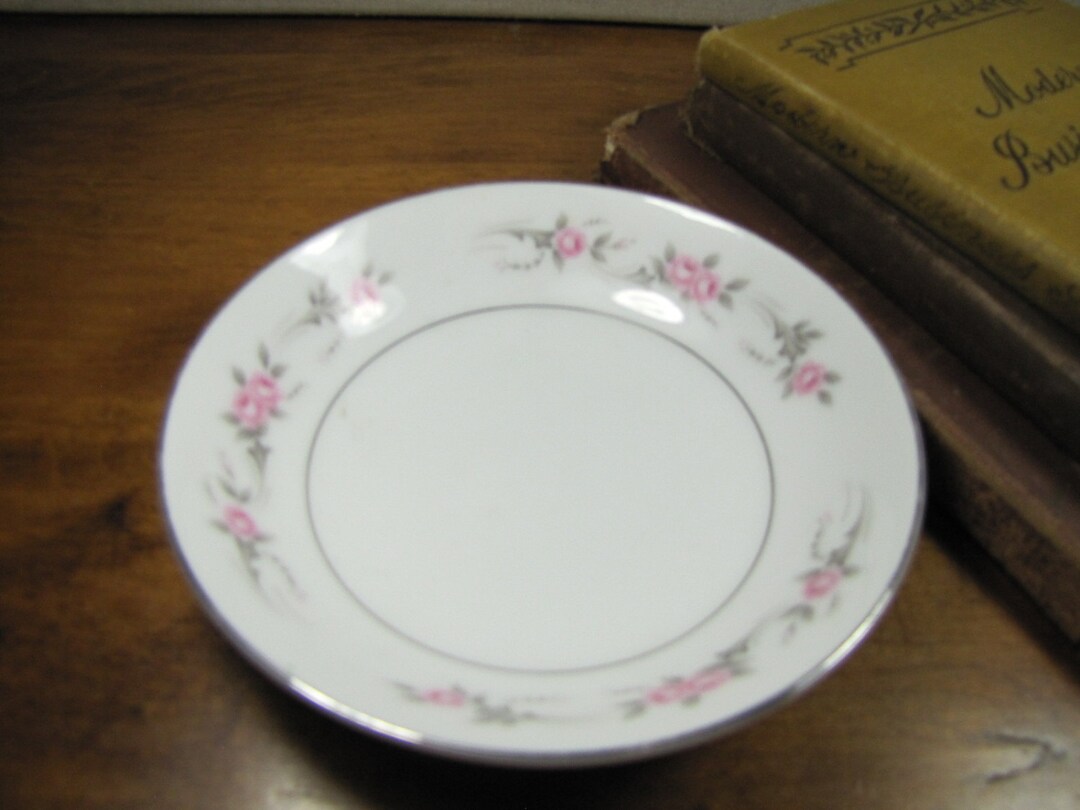 Diamond China - Pageant - Dessert Bowl - Pink Roses - Gray Leaves ...