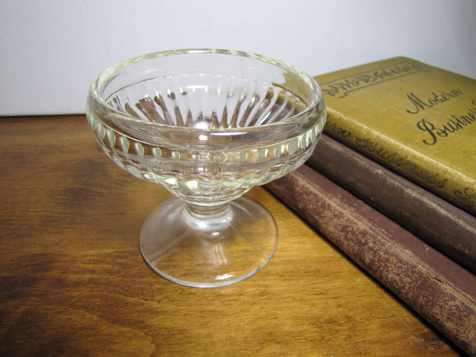 Vintage Glass Custard Cup Pedestal Base Ribbed Sides - Etsy