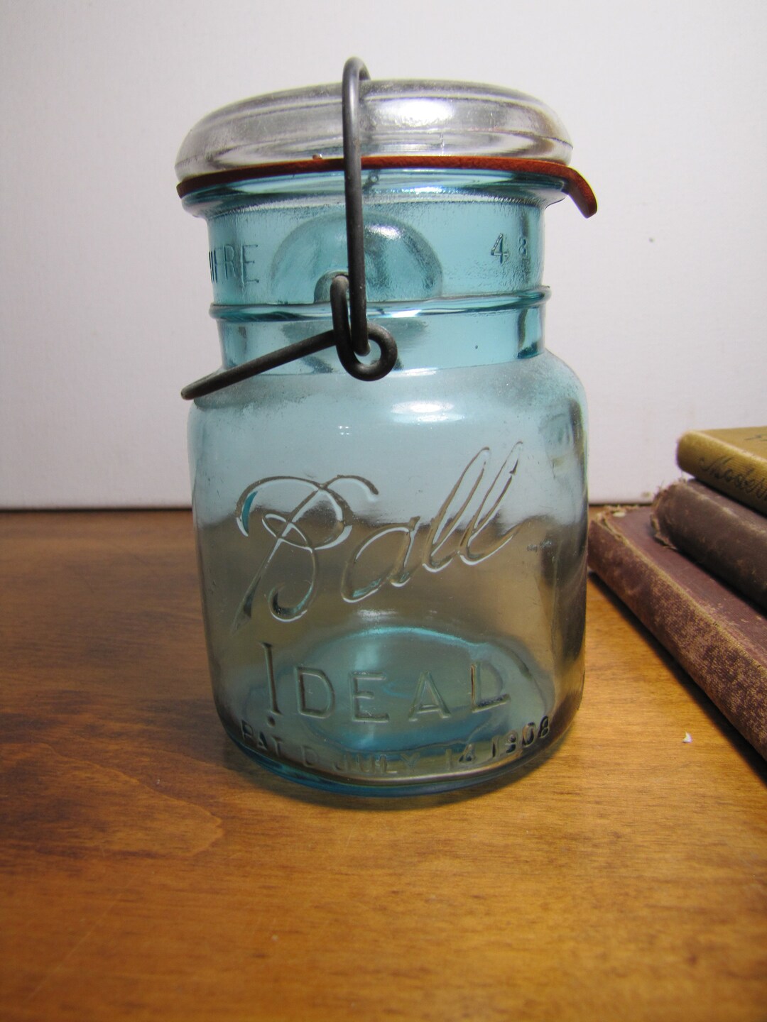 Ball Ideal Blue Glass Canning Jar - Clear Lid - Bail Closure - Etsy