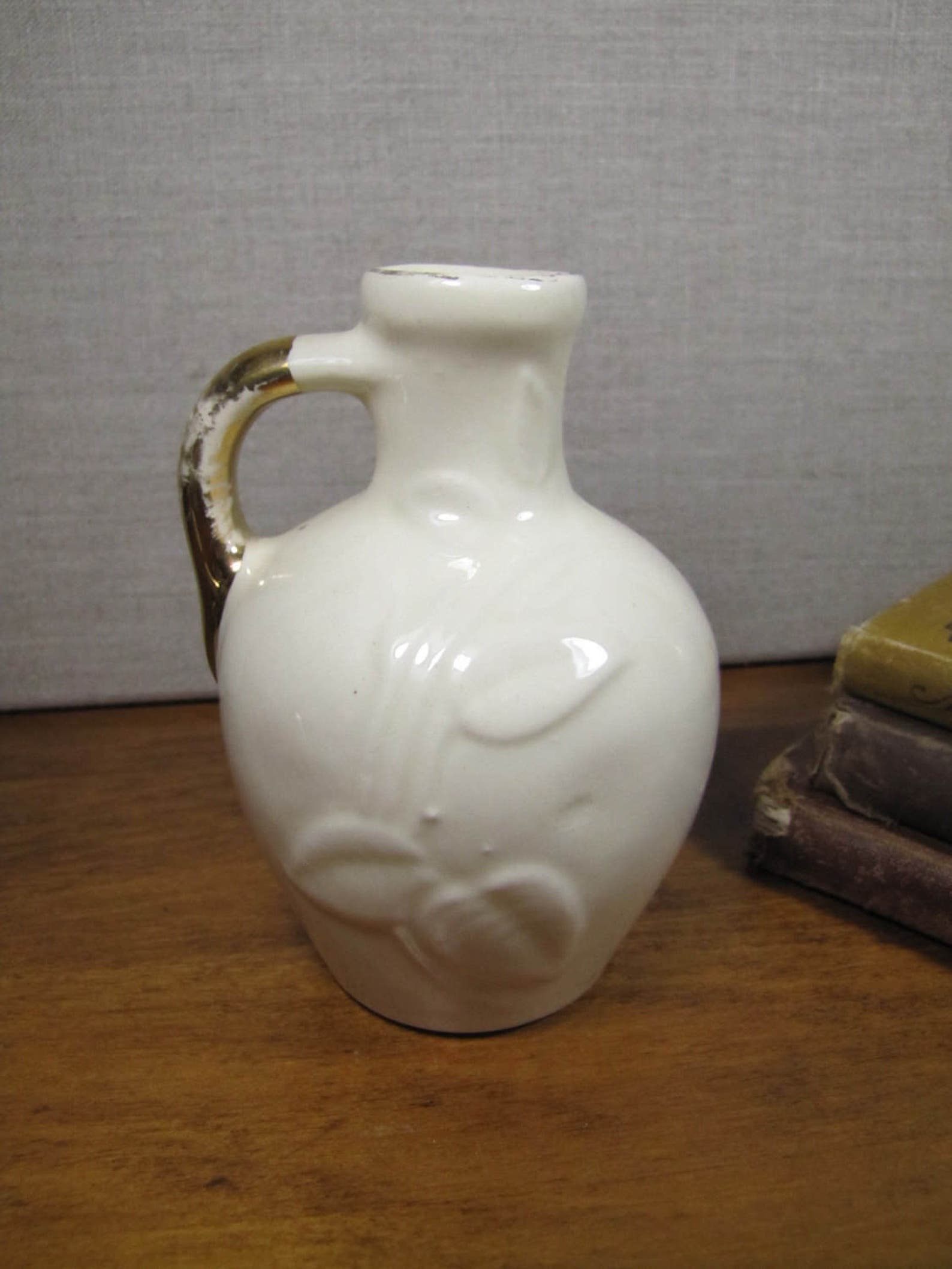 Cream and Gold Pitcher Style Ceramic and Porcelain Vase | Etsy