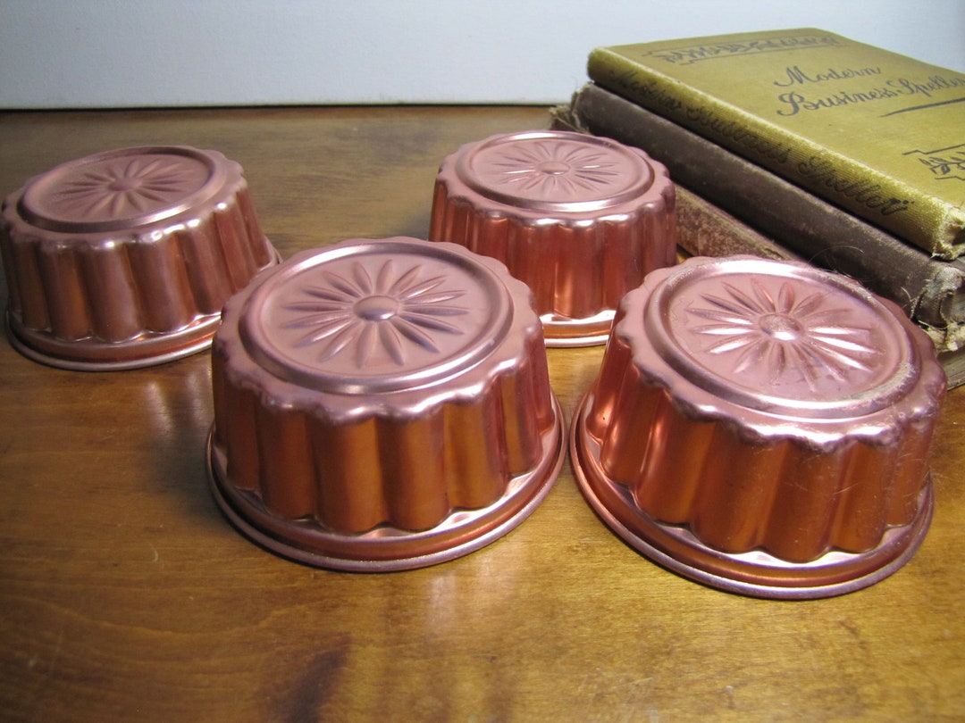 Set of Four (4) Small Copper Molds - Starburst Design - Round Shape ...