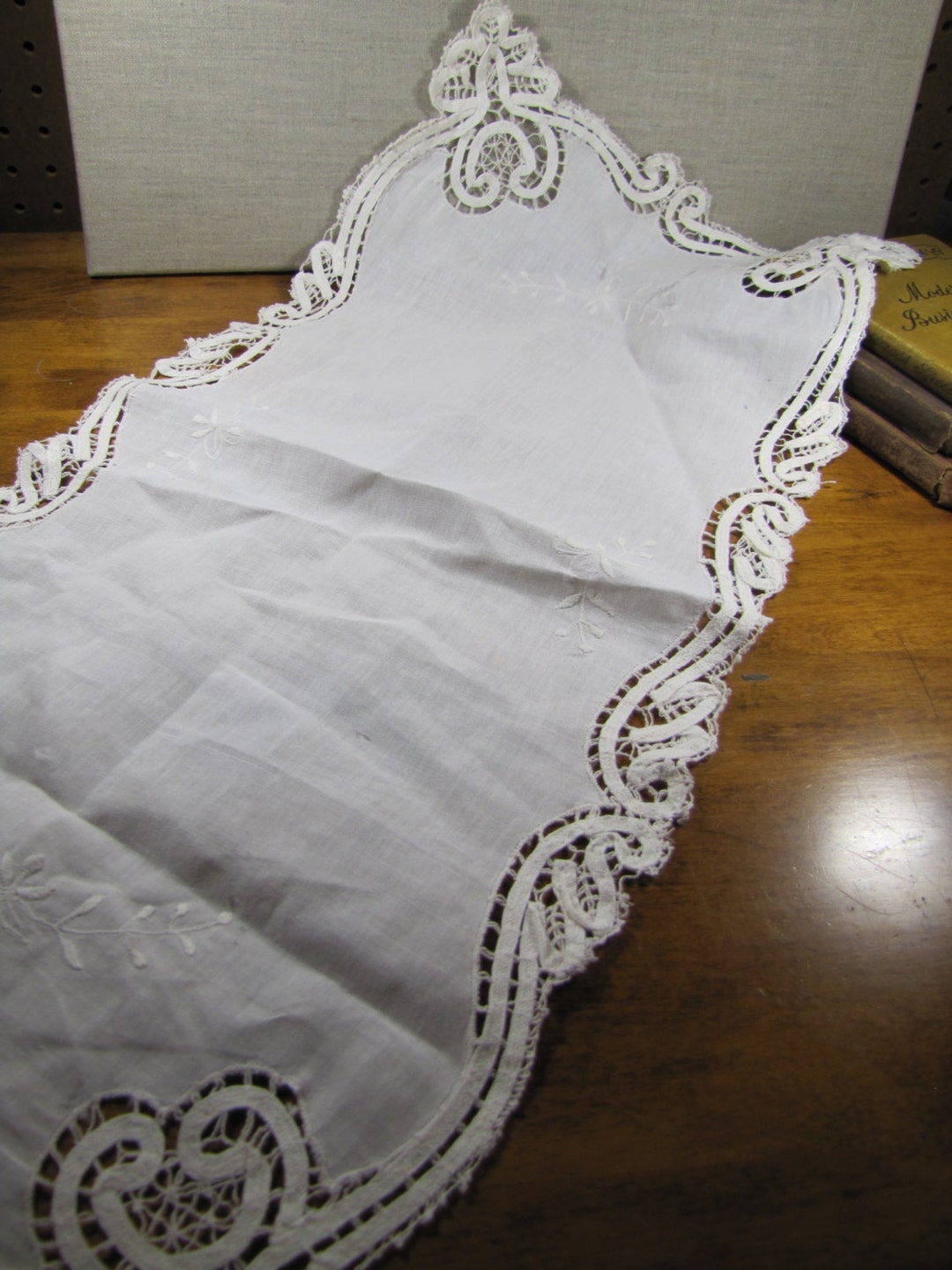 Linen and Lace Rectangular Table Cover - Etsy