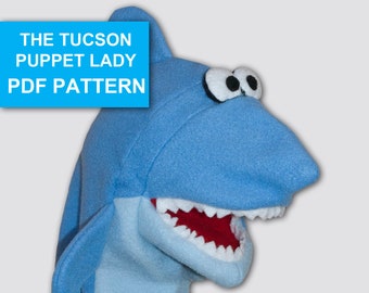 Shark Puppet Pattern With Mouth and Lining. Shark PDF Tutorial and ...