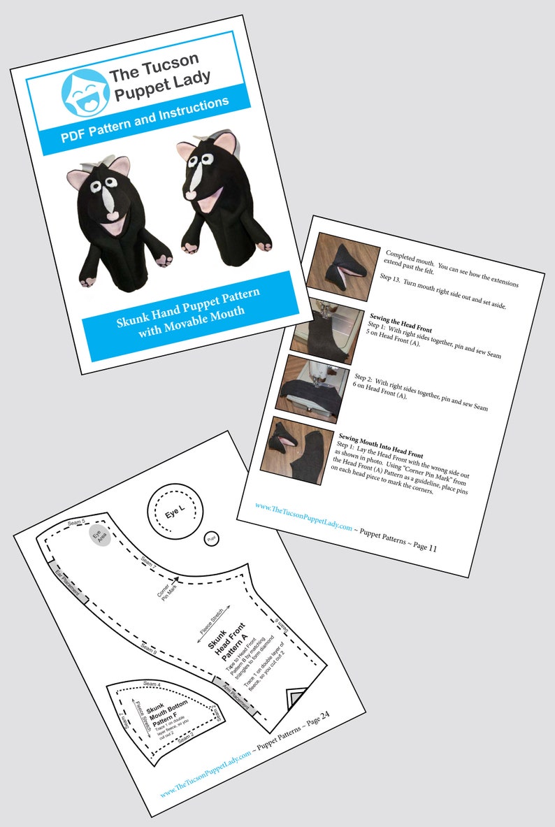Skunk Puppet Sewing Pattern | Etsy