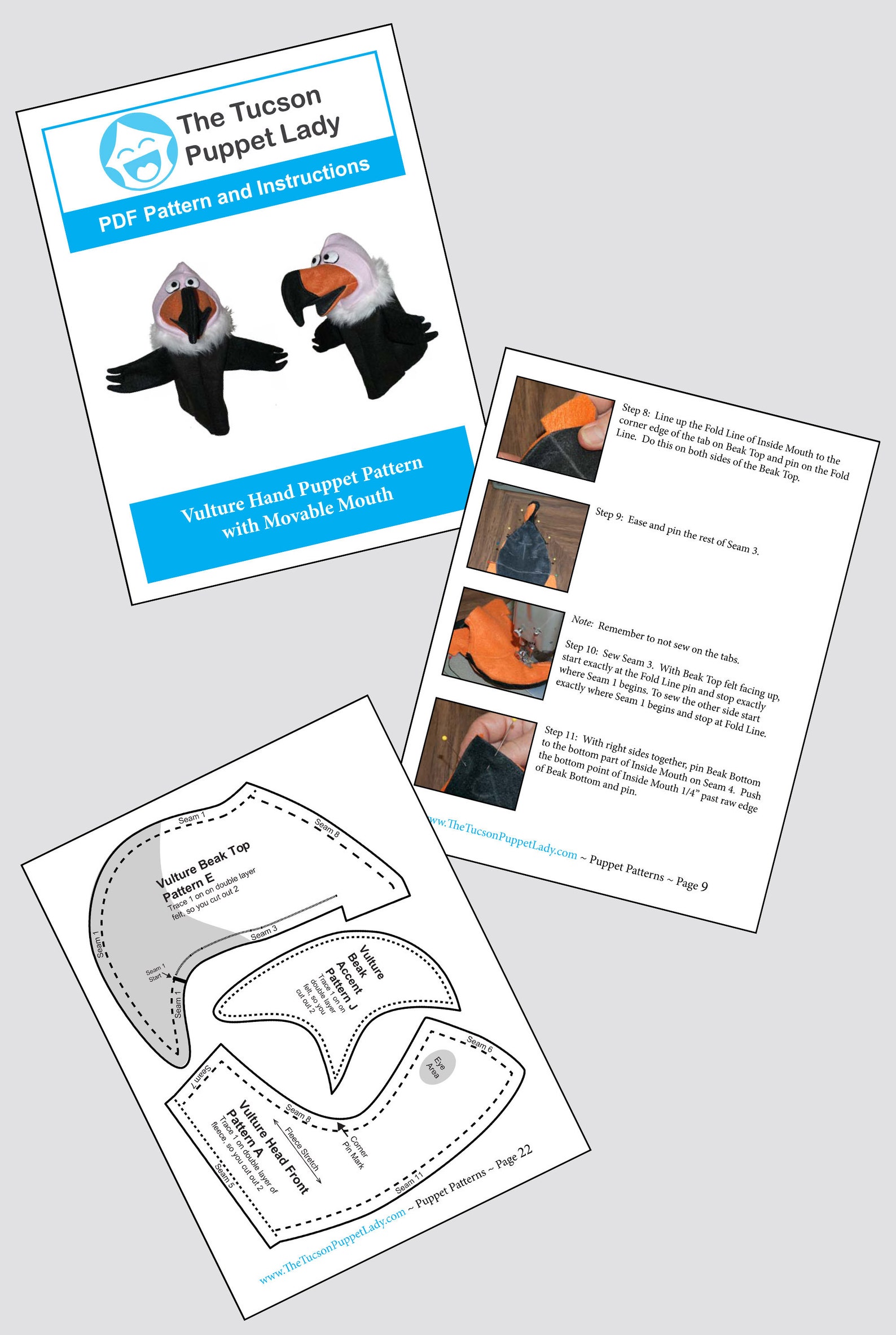 Vulture Puppet Sewing Pattern - Etsy