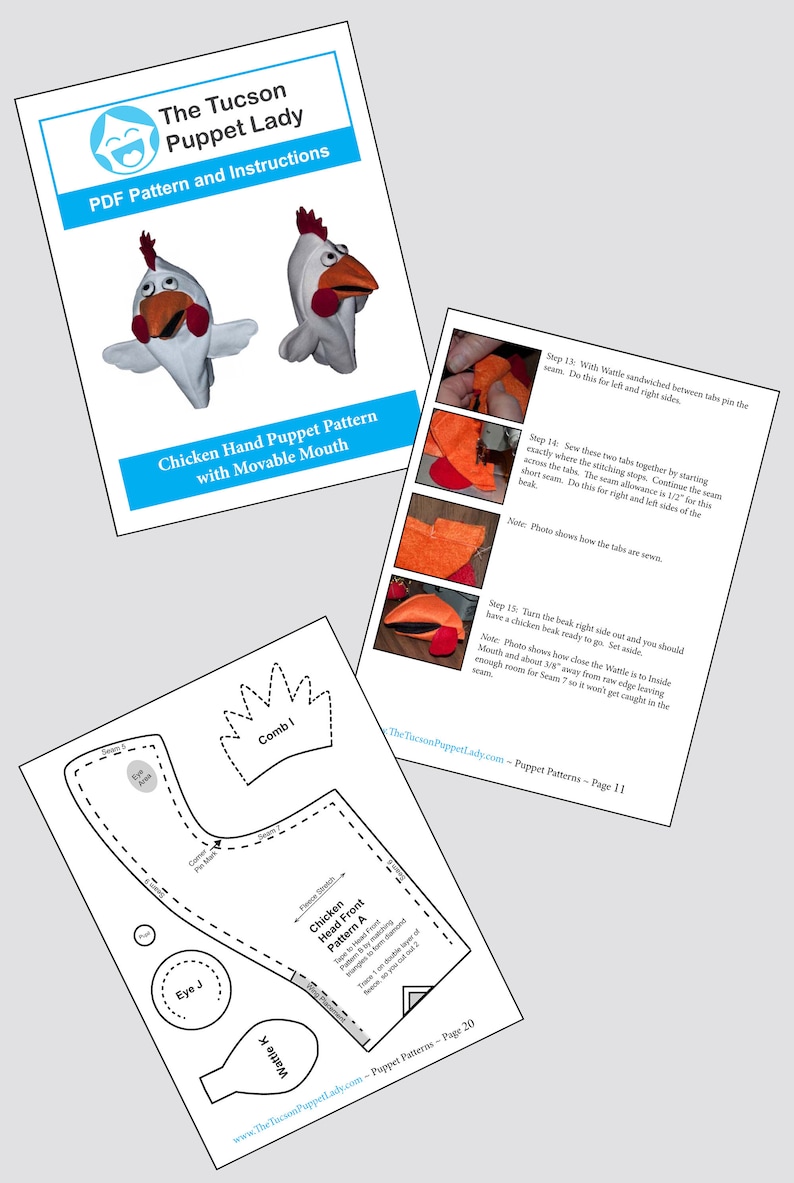 Chicken Puppet Sewing Pattern - Etsy