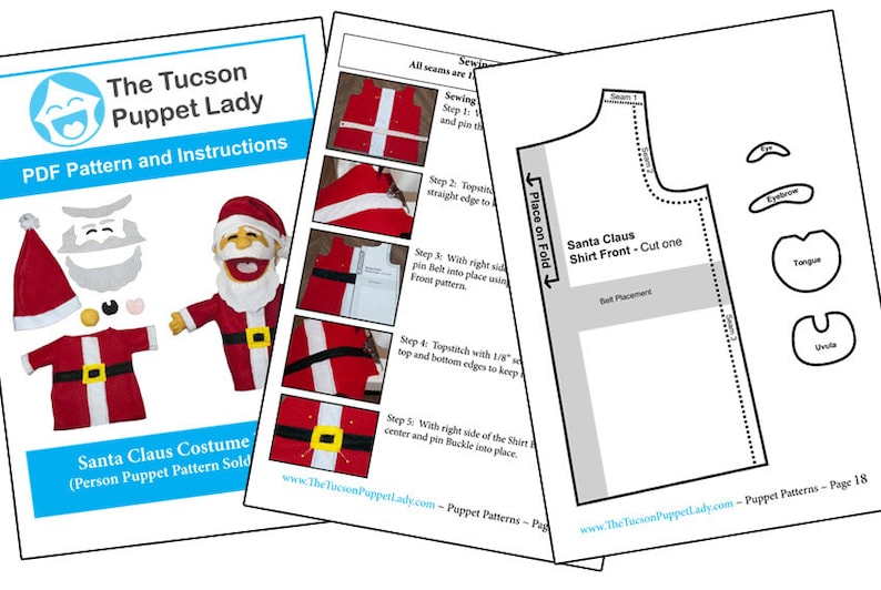 Santa Claus Costume Pattern for Person Puppet | Etsy