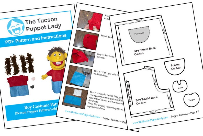 Boy Costume Pattern for Person Puppet | Etsy