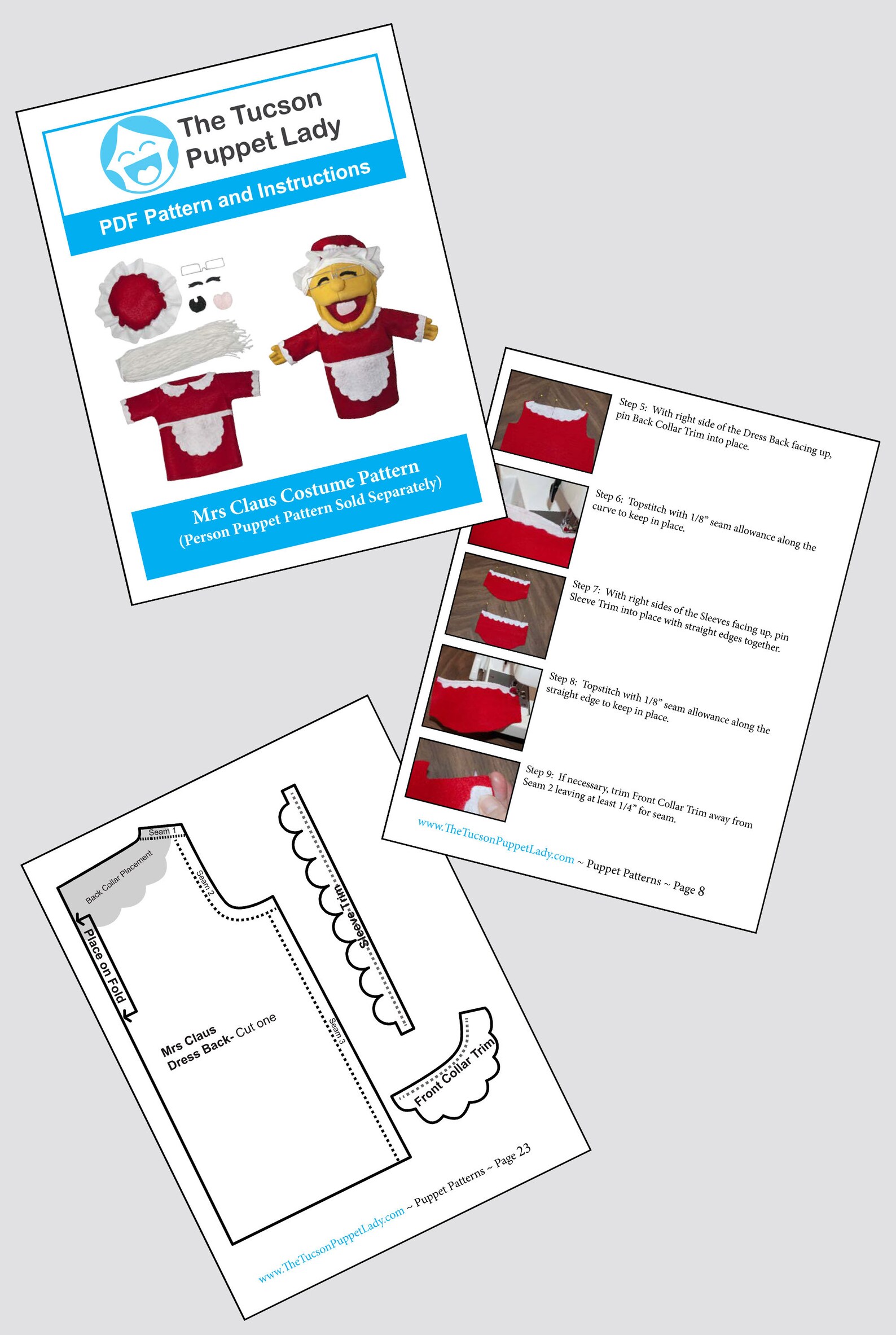 Mrs Claus Costume Pattern for Person Puppet - Etsy