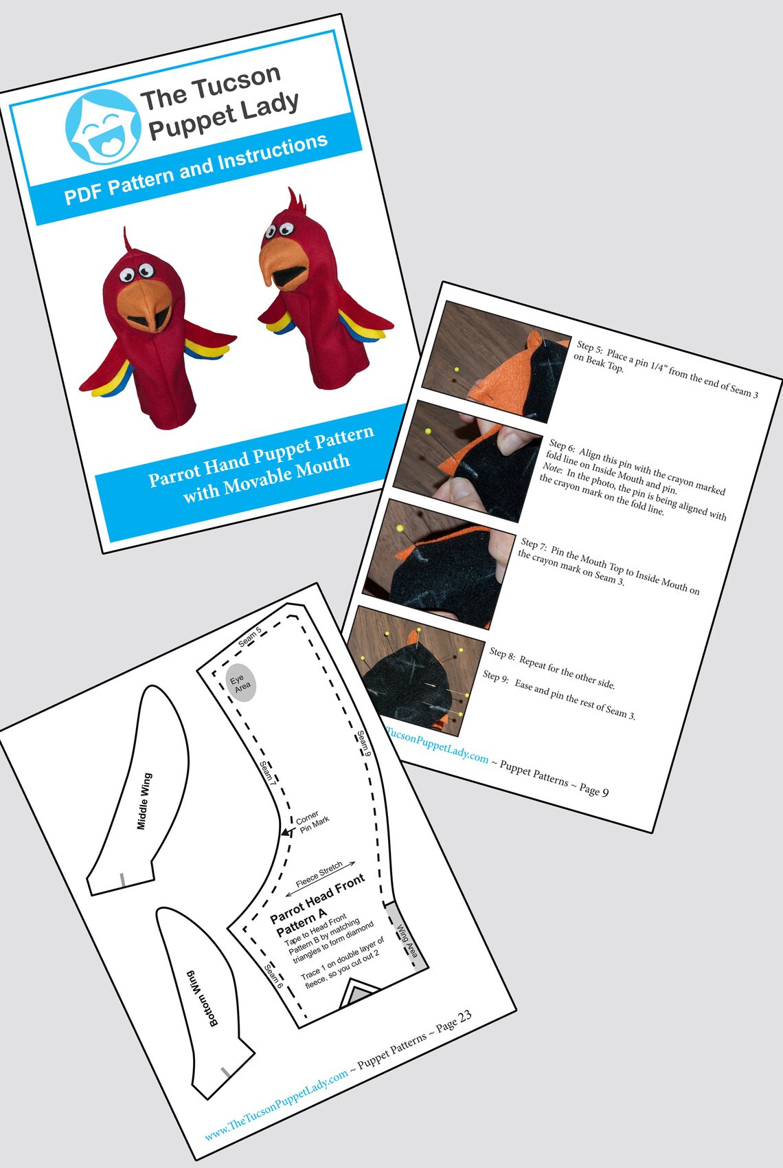 Parrot Puppet Sewing Pattern - Etsy
