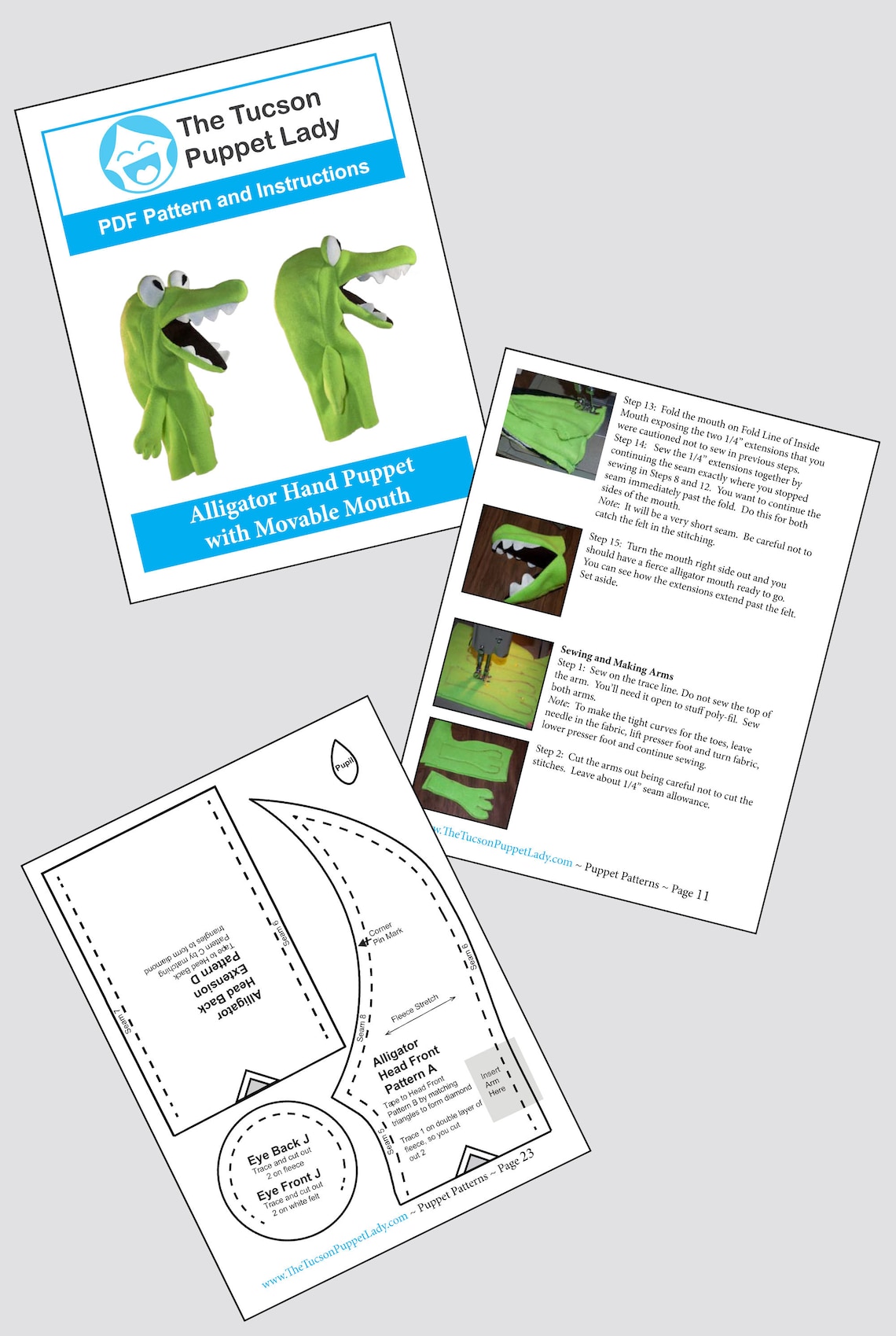 Alligator Puppet Sewing Pattern - Etsy