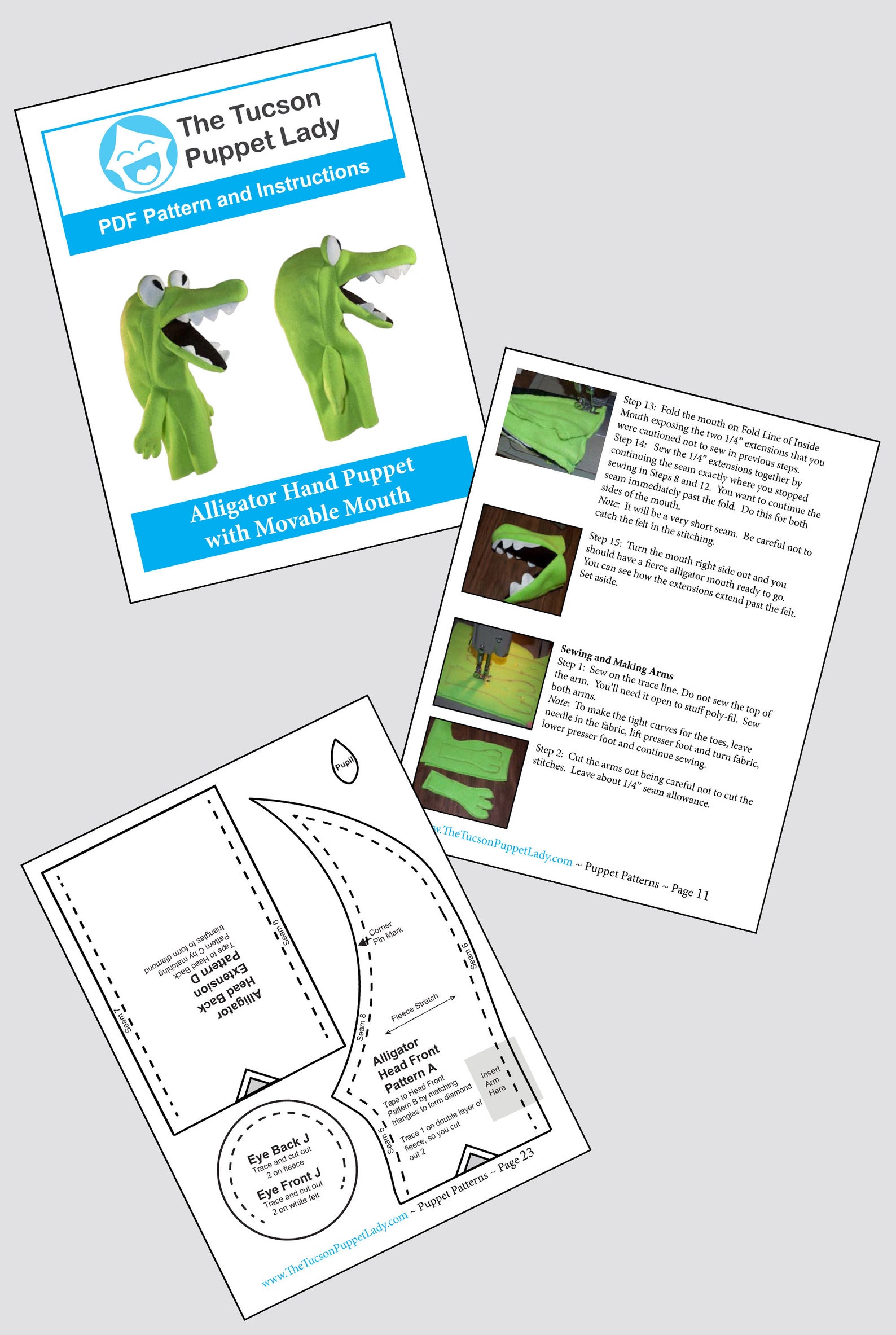Alligator Puppet Sewing Pattern - Etsy