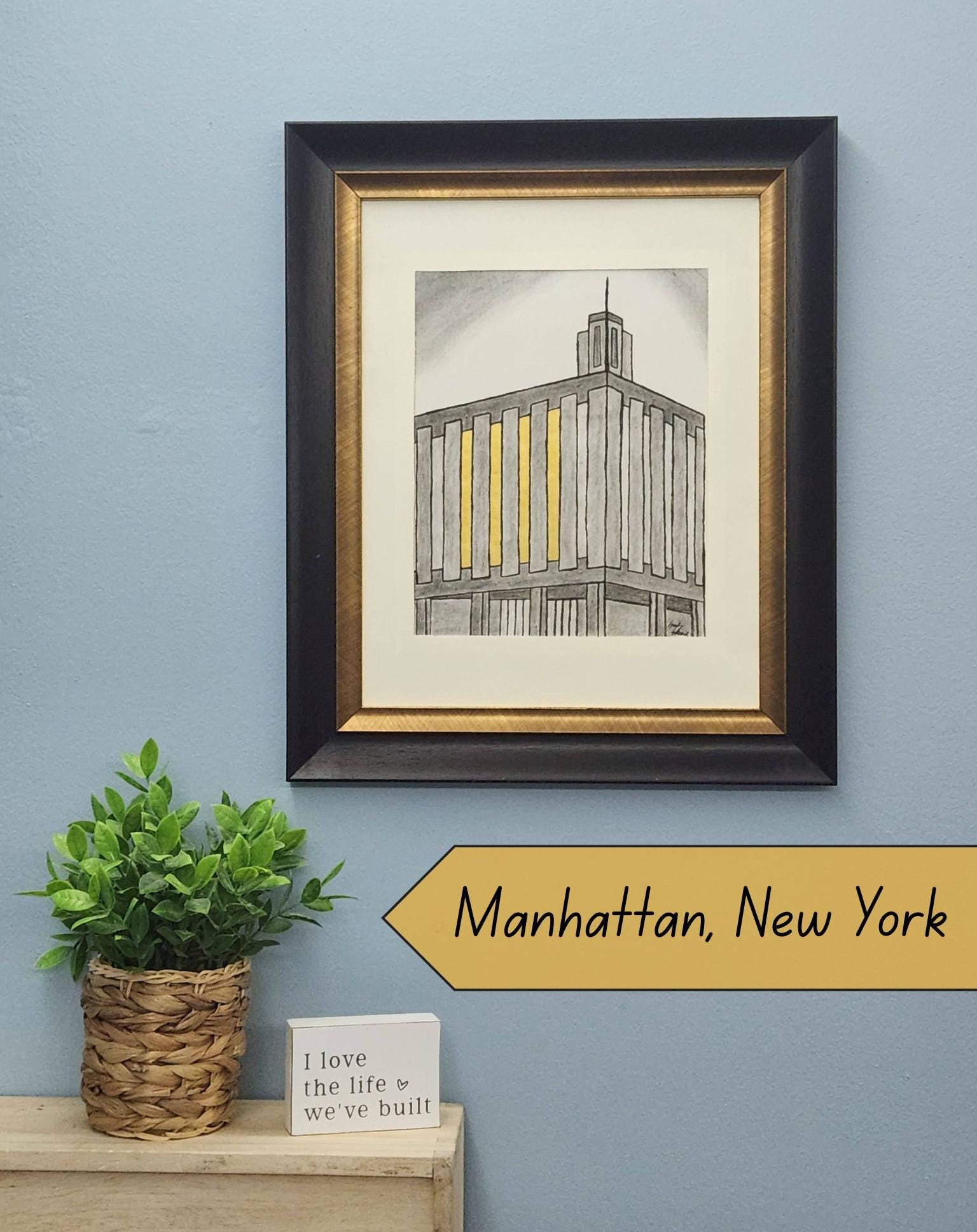 Manhattan, New York LDS Temple Drawing - Hand Drawn 8x10 Charcoal ...