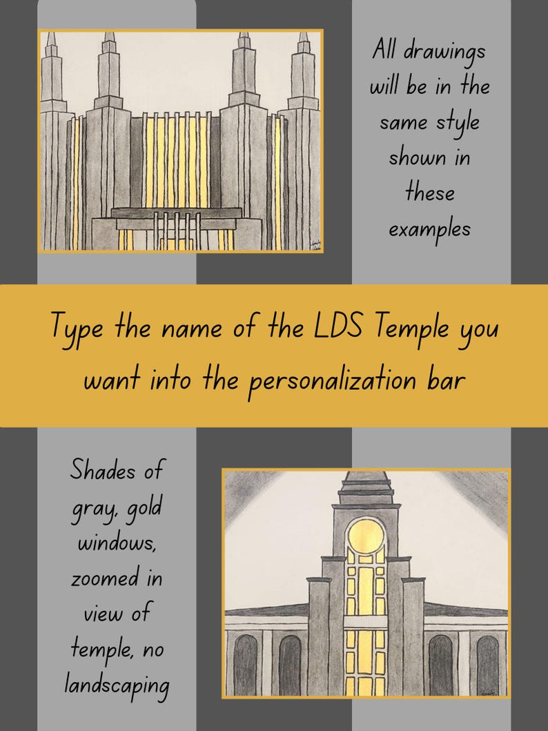 Custom LDS Temple Drawing - Hand-drawn Charcoal Art (8x10 Inches) - Etsy