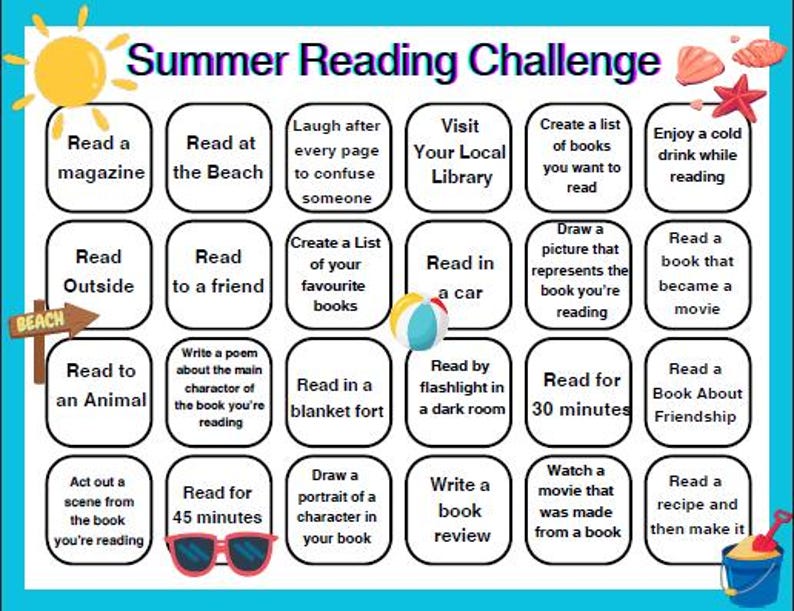 Summer Reading Challenge - All Ages - Etsy