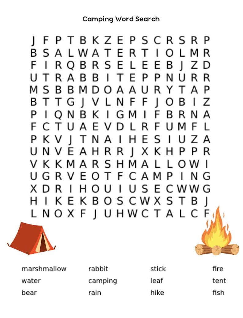 Kids Camping Activity Worksheets - Etsy