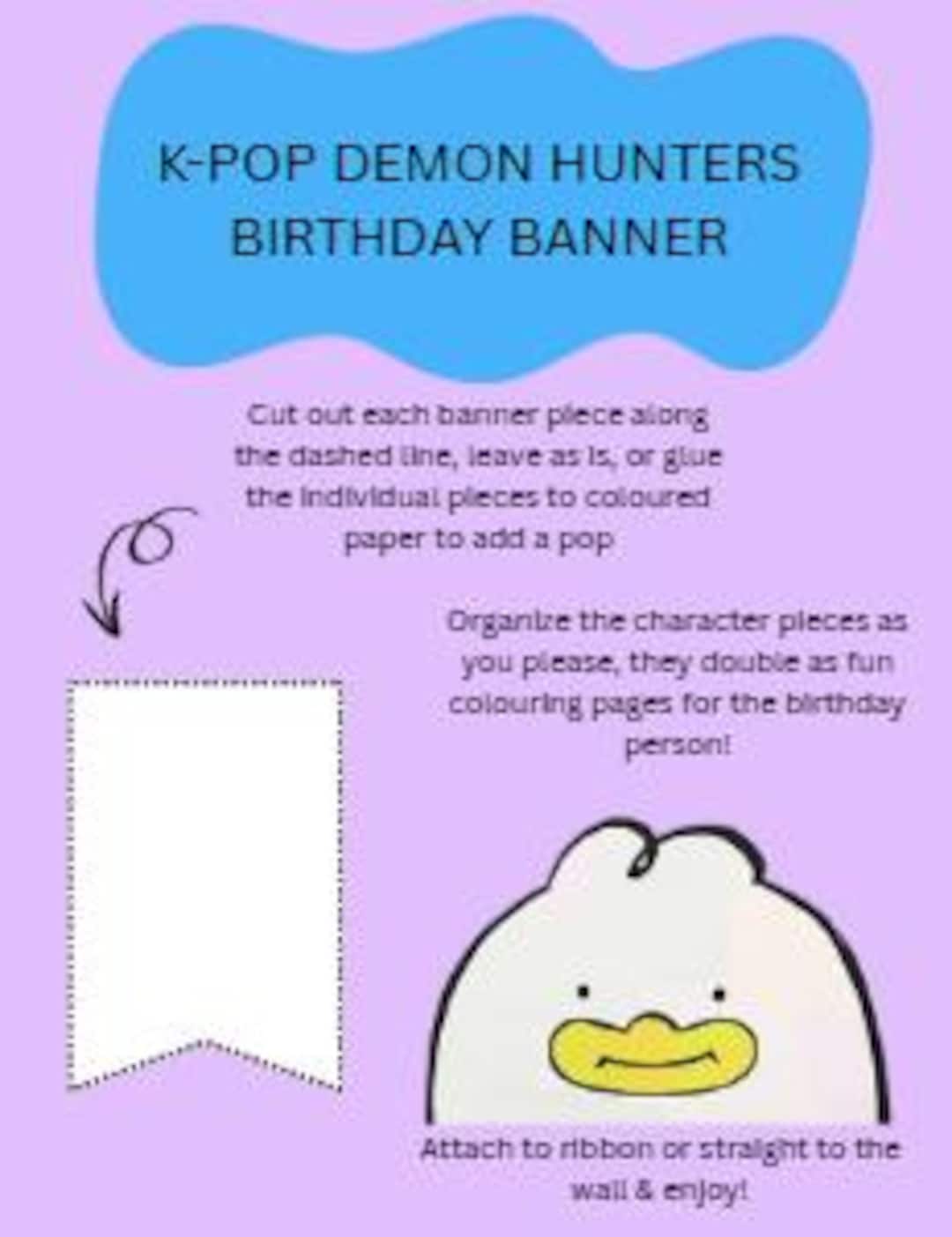 K-pop Demon Hunters Birthday Banner DIY - Etsy