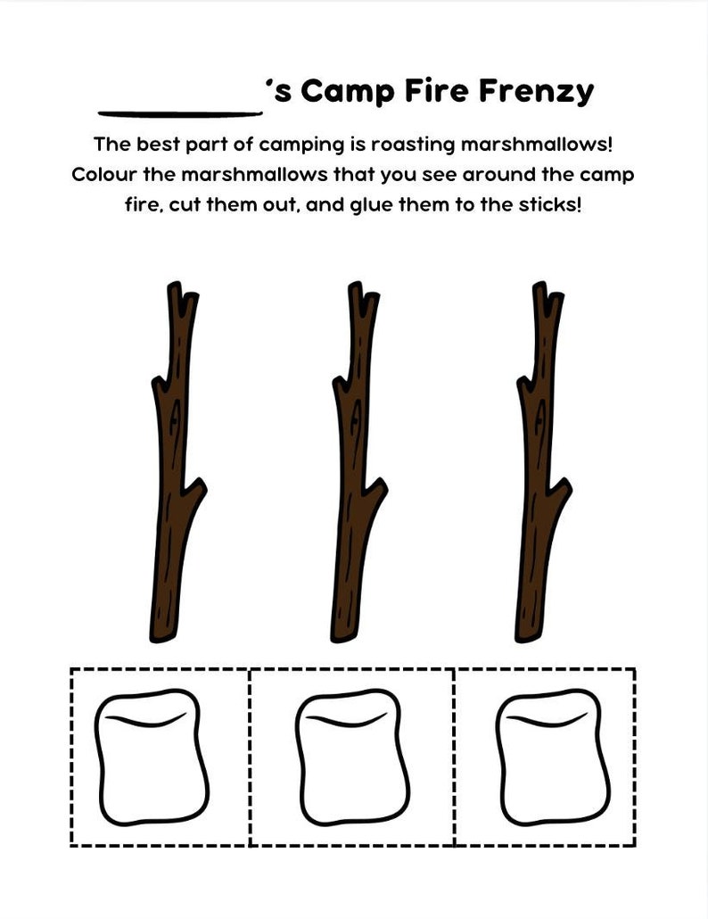 Kids Camping Activity Worksheets - Etsy