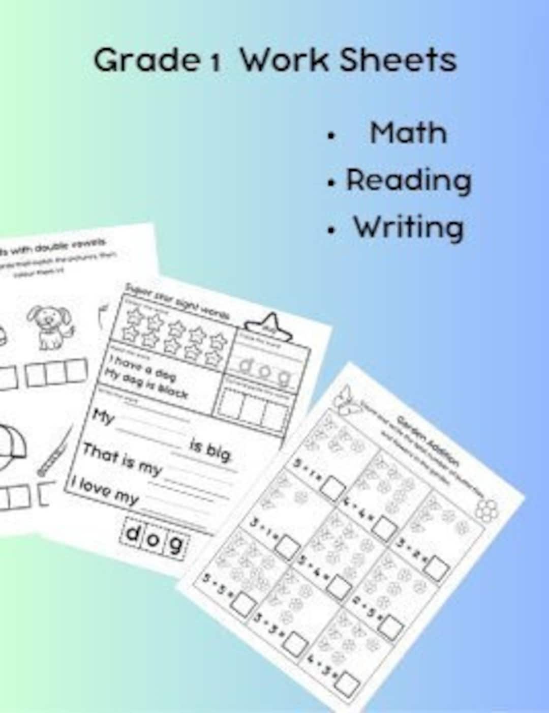 Learning Work Sheets - Grade 1 - Etsy