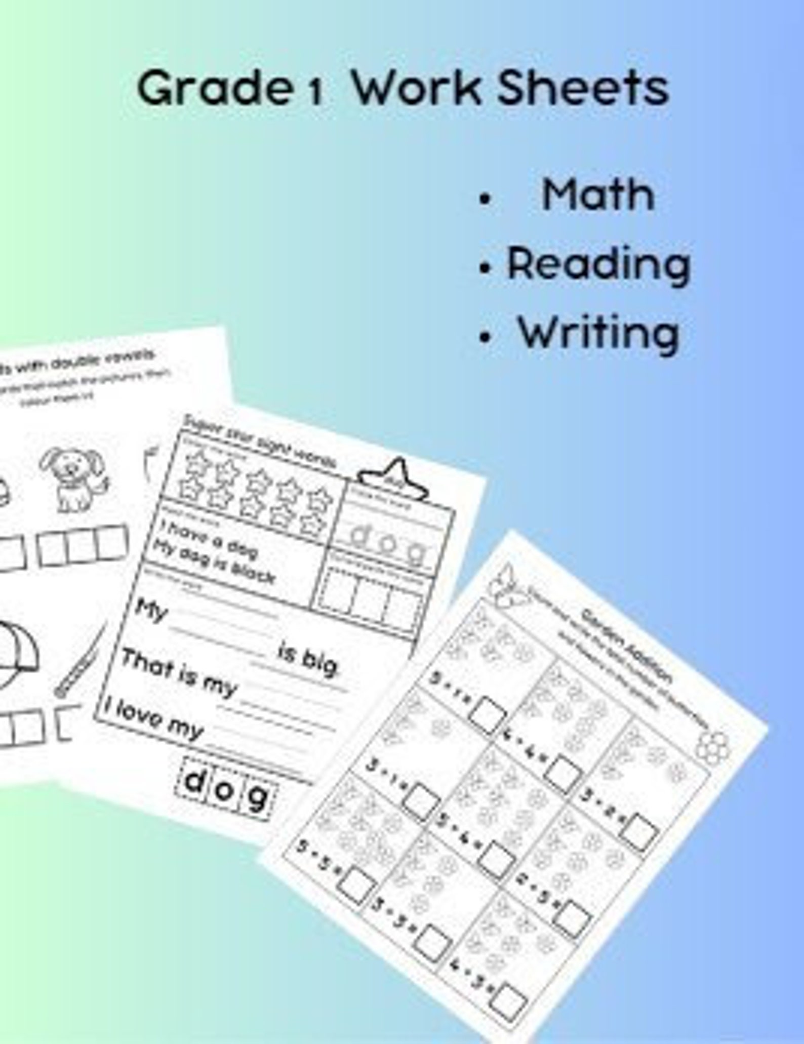 Learning Work Sheets - Grade 1 - Etsy