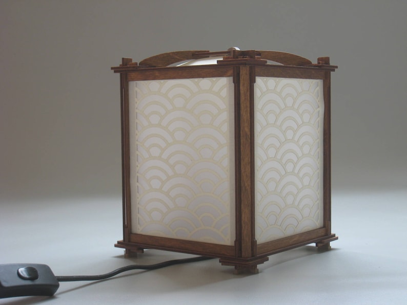 Japanese Style Lamp With Wave Pattern Screens. - Etsy