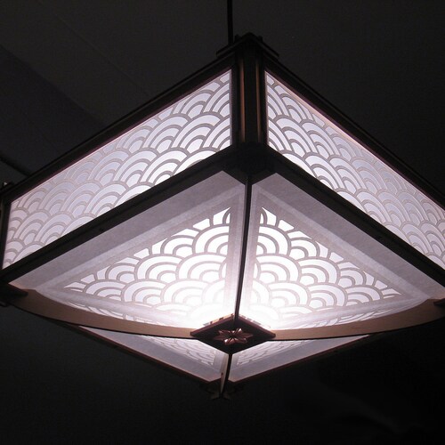 Japanese Style Lampshade. Light-wood Frame Circle Pattern - Etsy UK