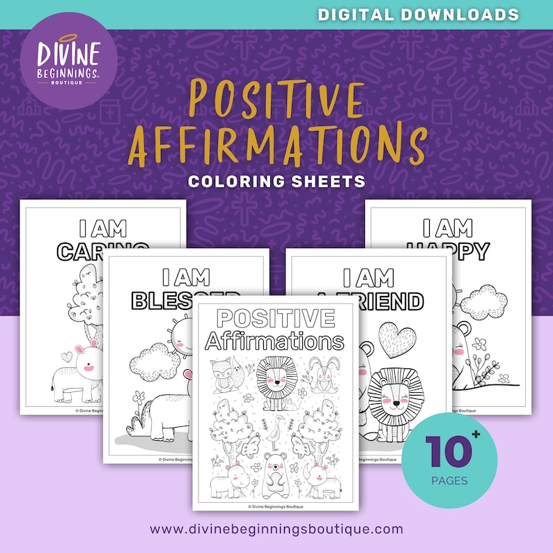 Positive Affirmations Coloring Sheets 10 Inspirational Pages ...